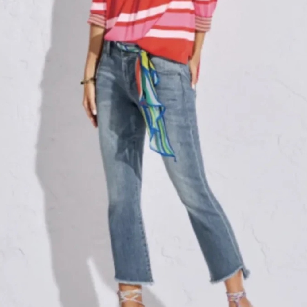 Cabi Midrise High Low Crop Jean - Gem
